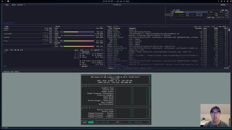 Combine Tmux, btop and a GPU Monitoring Tool for System Monitoring ...
